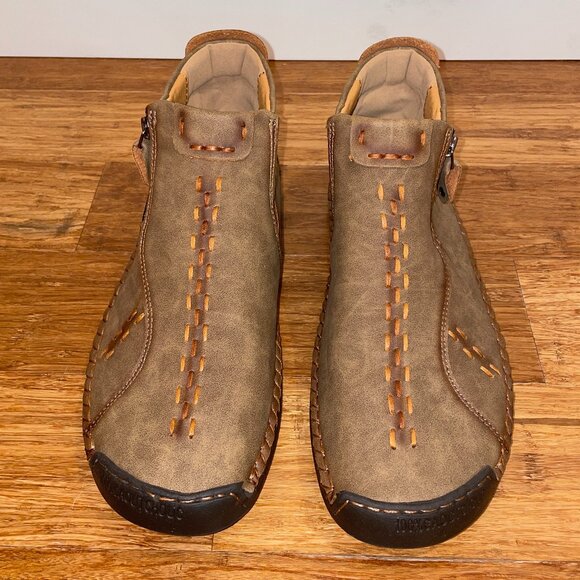 Menico | Shoes | Menico Sport Brown Leather Size Zip Casual Mens Shoes ...